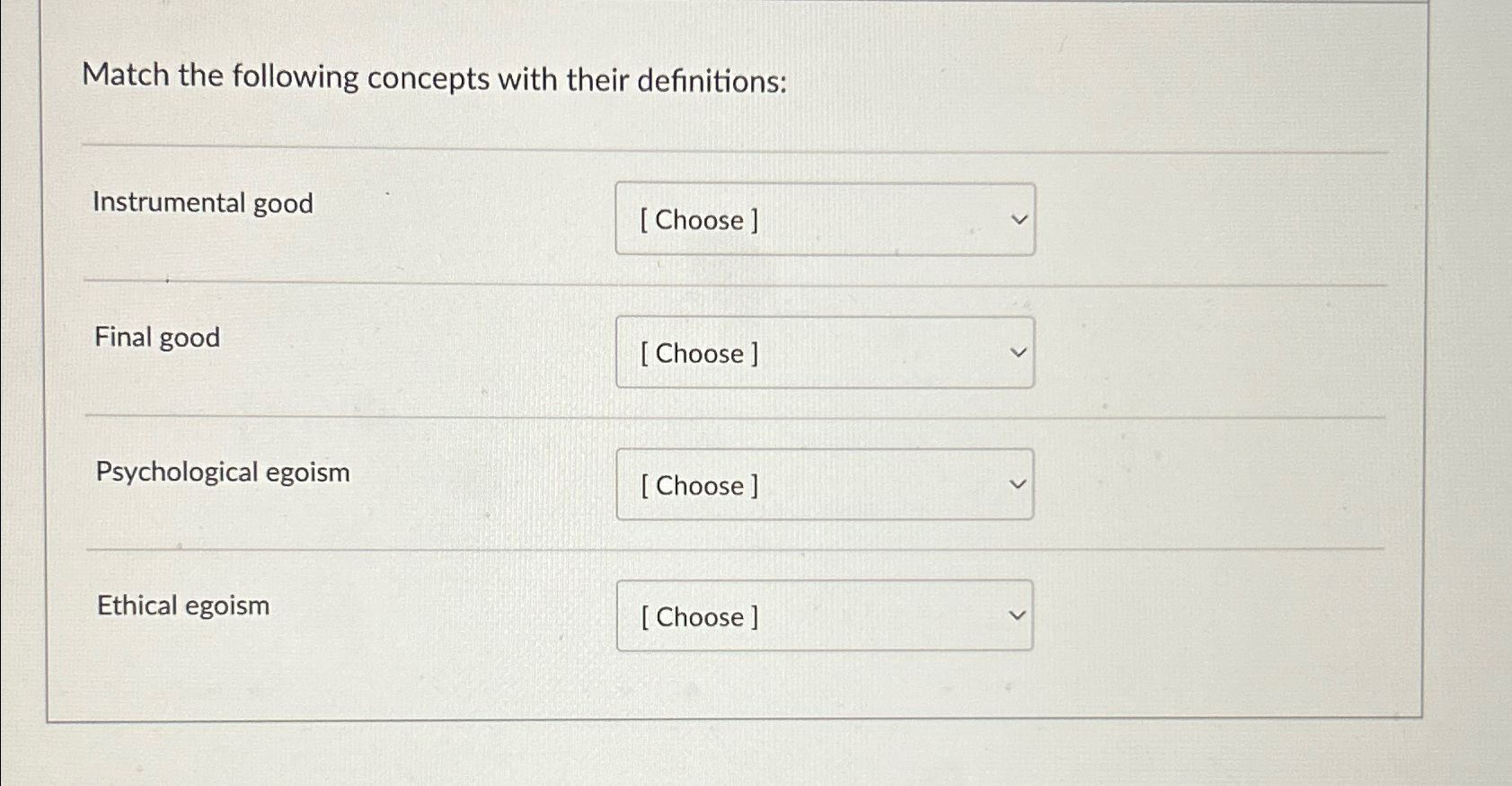 Solved Match the following concepts with their | Chegg.com