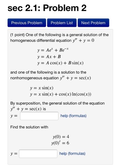 Solved Sec 2 1 Problem 2 Previous Problem Problem List Next