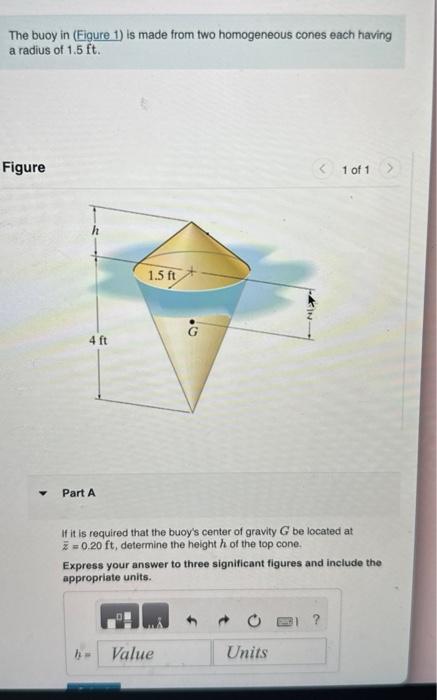 Solved The buoy in (Figure 1) is made from two homogeneous | Chegg.com