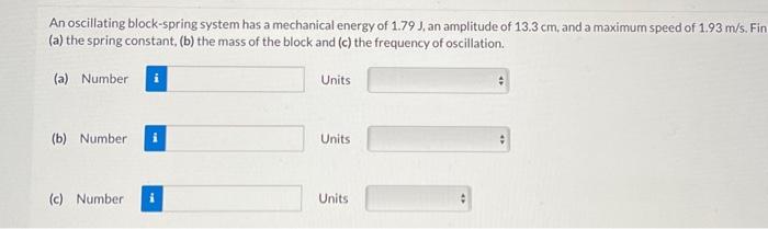 Solved An oscillating block-spring system has a mechanical | Chegg.com