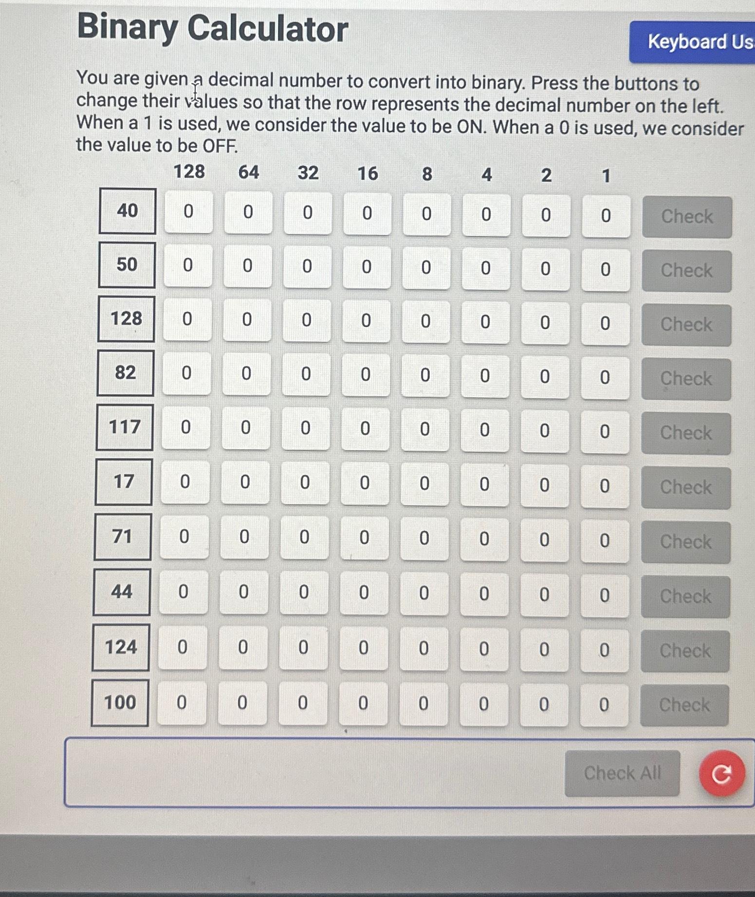Solved Binary Calculatoryou Are Given A Decimal Number To