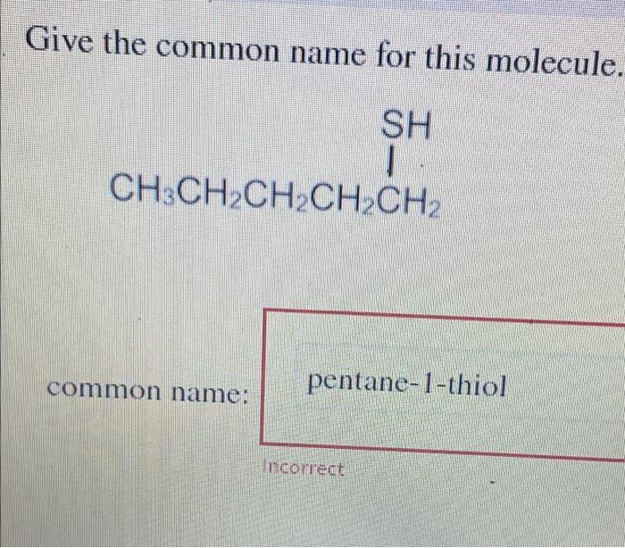 Solved Give the common name for this molecule. SH 1 | Chegg.com
