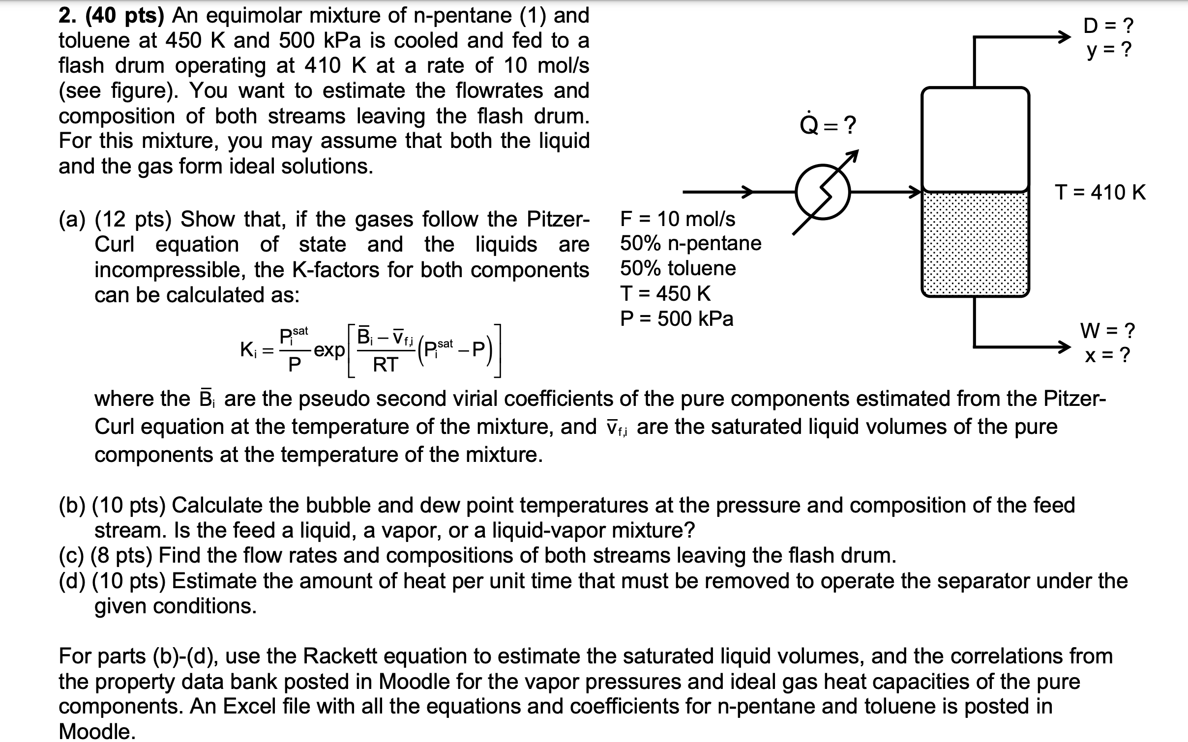 Solved (40 pts) An ﻿equimolar mixture of n-pentane (1) | Chegg.com