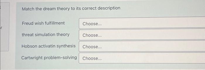 Match the dream theory to its correct description | Chegg.com
