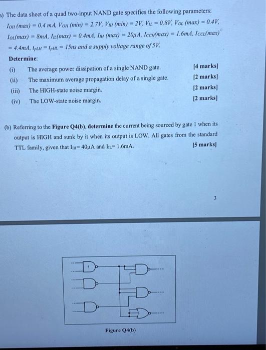 Solved = 4.4mA, ILI 2) The data sheet of a quad two-input | Chegg.com