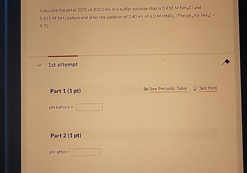 Solved Calculate the pH at 25°C ﻿of 202.0mL ﻿of a buffer | Chegg.com