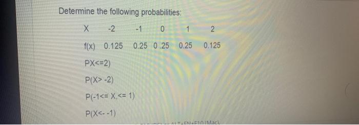 Solved Determine the following probabilities: | Chegg.com