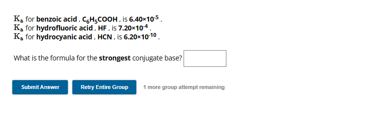 Solved for benzoic acid , ﻿C6H5COOH , ﻿is 6.40\times 10-5 . | Chegg.com