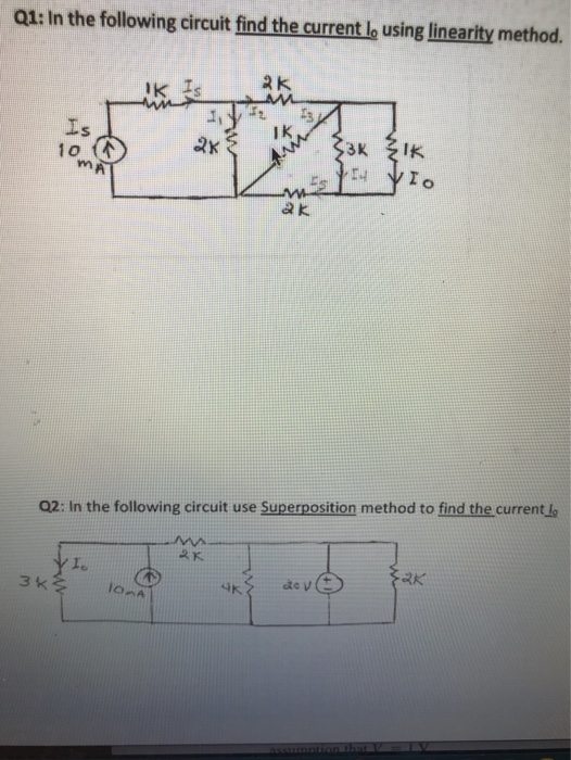 Solved Q1: In the following circuit find the current lo | Chegg.com