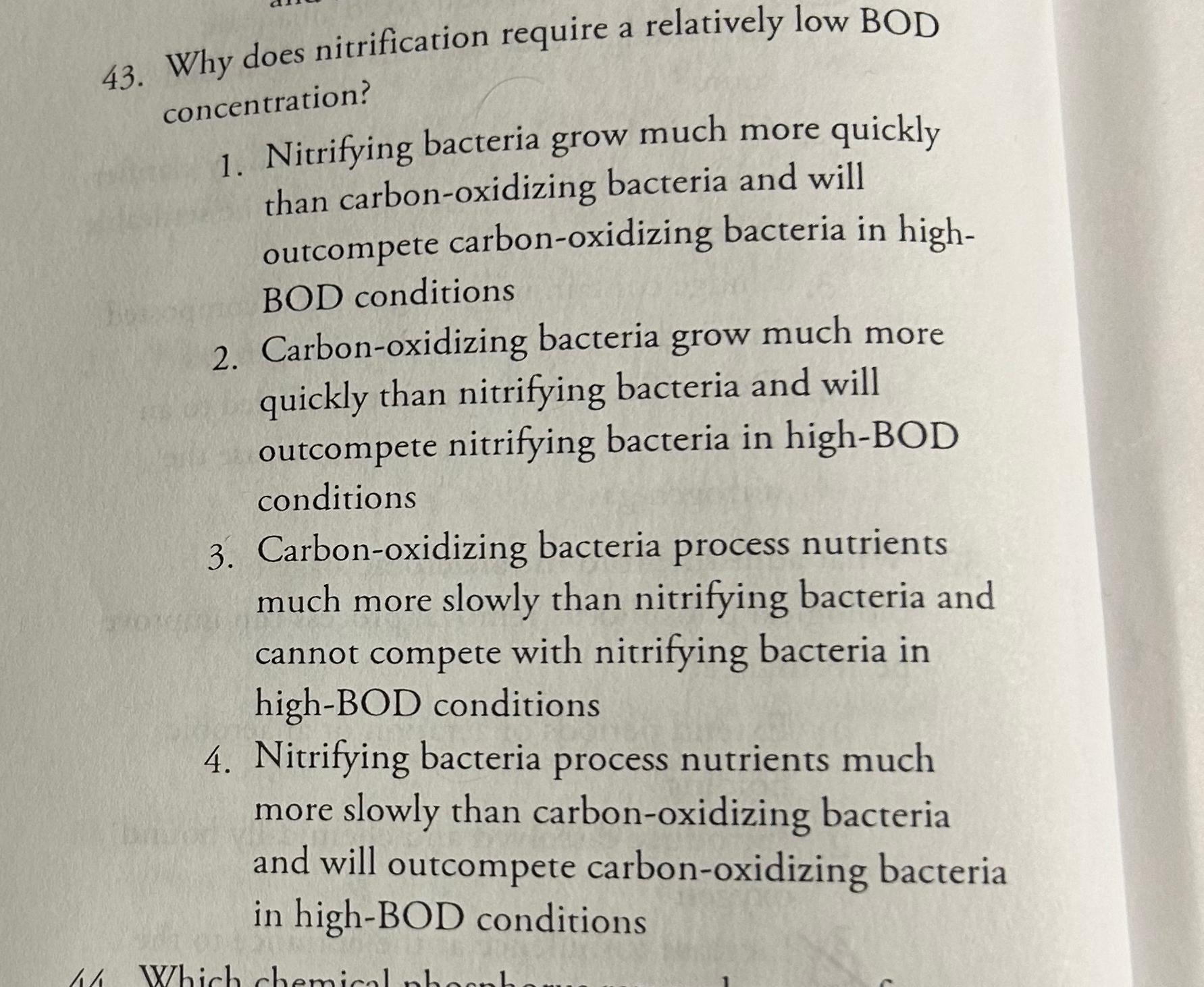 Solved Why does nitrification require a relatively low BOD | Chegg.com