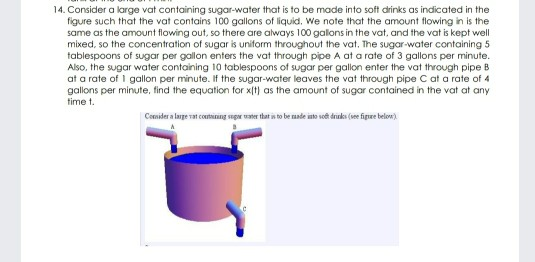 Solved 14. Consider a large vat containing sugar-water that | Chegg.com