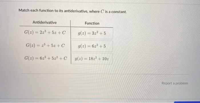Solved Match each function to its antiderivative, where is a | Chegg.com