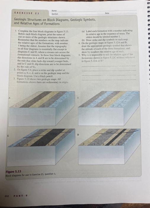 Solved Geologic Structures on Block Diagrams, Geologic | Chegg.com