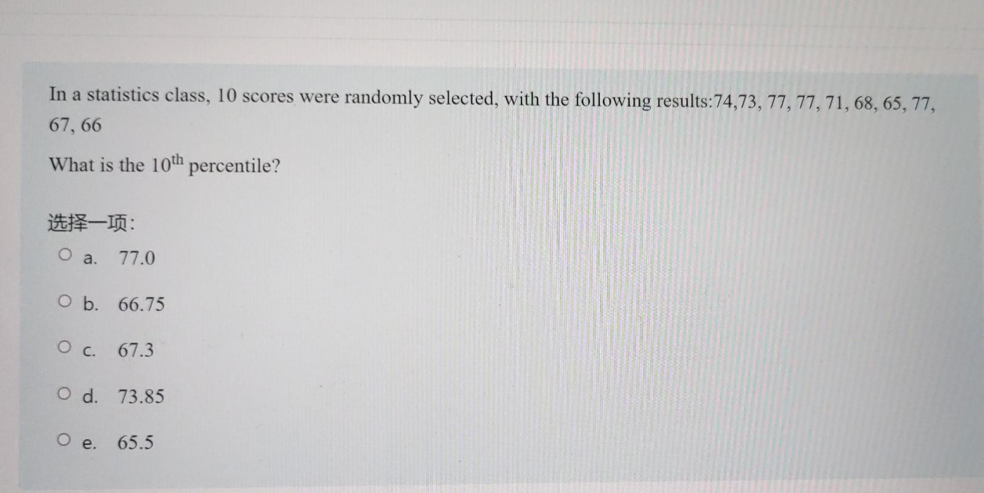 Solved In a statistics class, 10 scores were randomly | Chegg.com