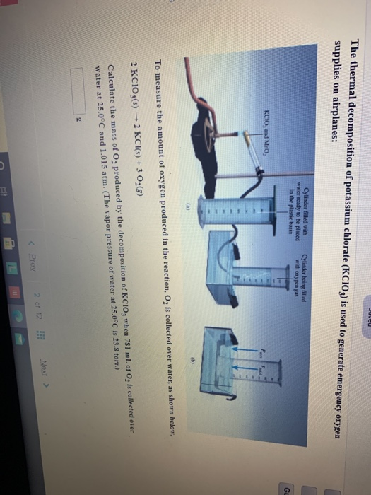 Solved JUVSU The thermal decomposition of potassium chlorate | Chegg.com