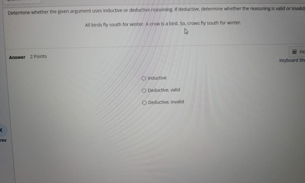 Solved Determine whether the given argument uses inductive | Chegg.com