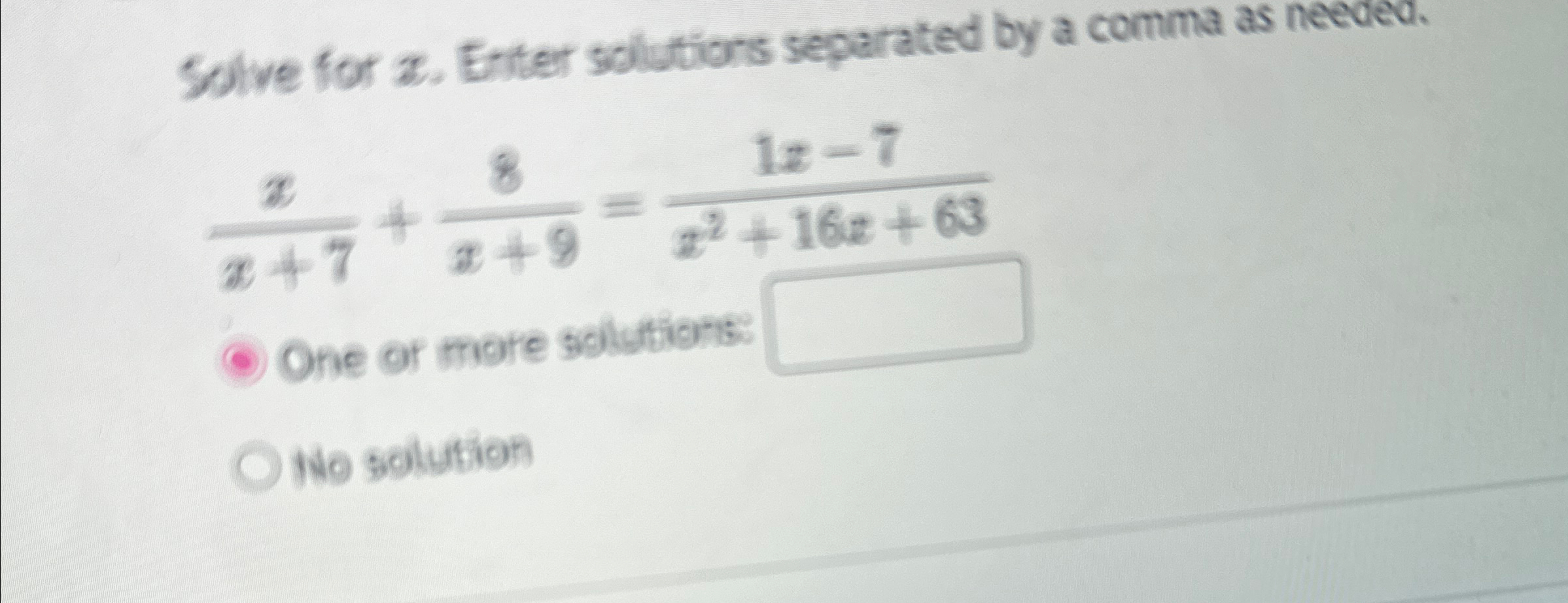 Solved Solve for x. ﻿Enter solutions separated by a comma as | Chegg.com