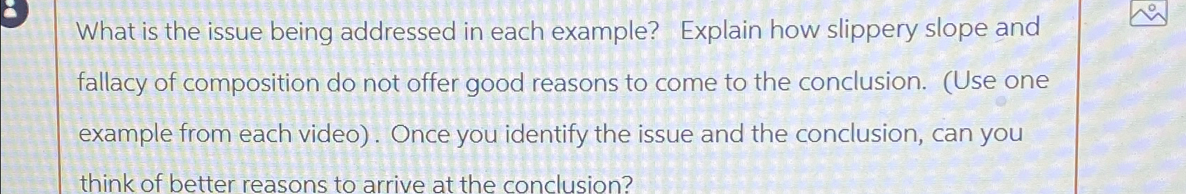 Solved What is the issue being addressed in each example? | Chegg.com