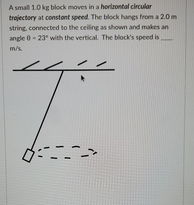 Solved A small 1.0kg ﻿block moves in a horizontal circular | Chegg.com