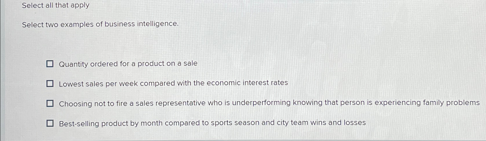 Solved Select all that applySelect two examples of business | Chegg.com
