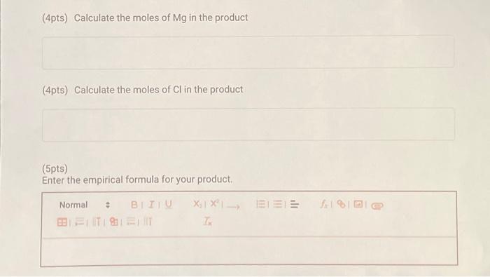 Solved I Data and Report Submission - Empirical Formulas | Chegg.com
