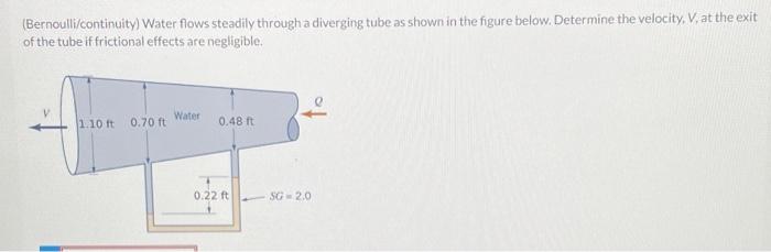 Solved (Bernoulli/continuity) Water flows steadily through a | Chegg.com Solved (Bernoulli/continuity) Water flows steadily through a | Chegg.com
