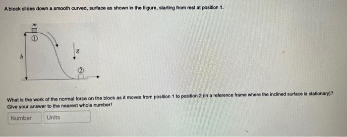 Solved A block slides down a smooth curved, surface as shown | Chegg.com