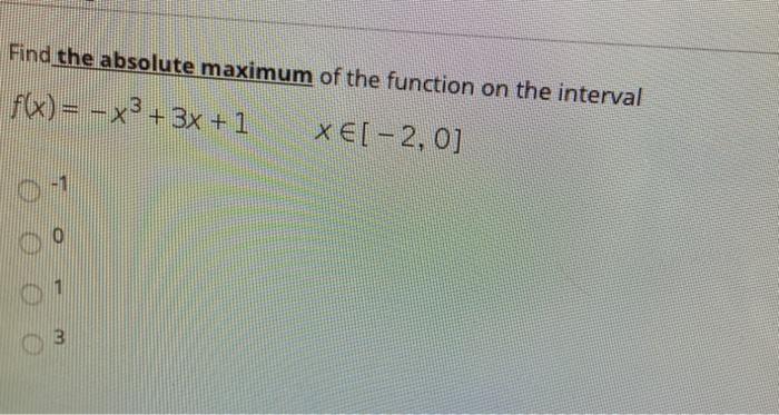 Solved Find the absolute maximum of the function on the | Chegg.com