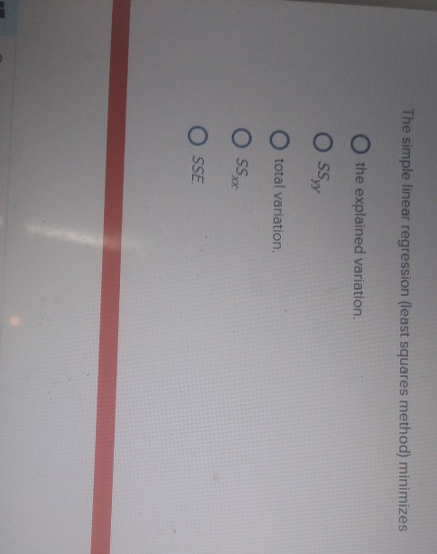 Solved The simple linear regression (least squares method) | Chegg.com