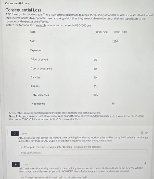 Solved Consequential Loss Consequential Loss ABC Bakery is | Chegg.com