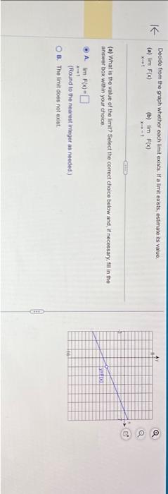 Solved Decide from the graph whether each limit exists. If a | Chegg.com