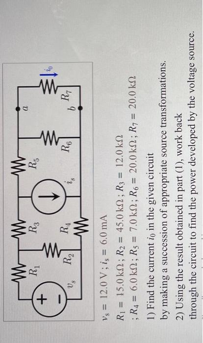 Solved 1) Find the current i0 in the given circuit by making | Chegg.com