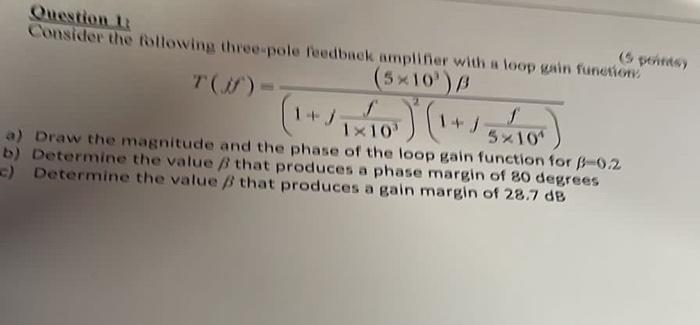 Solved Question 1: Consider the following three-pole | Chegg.com