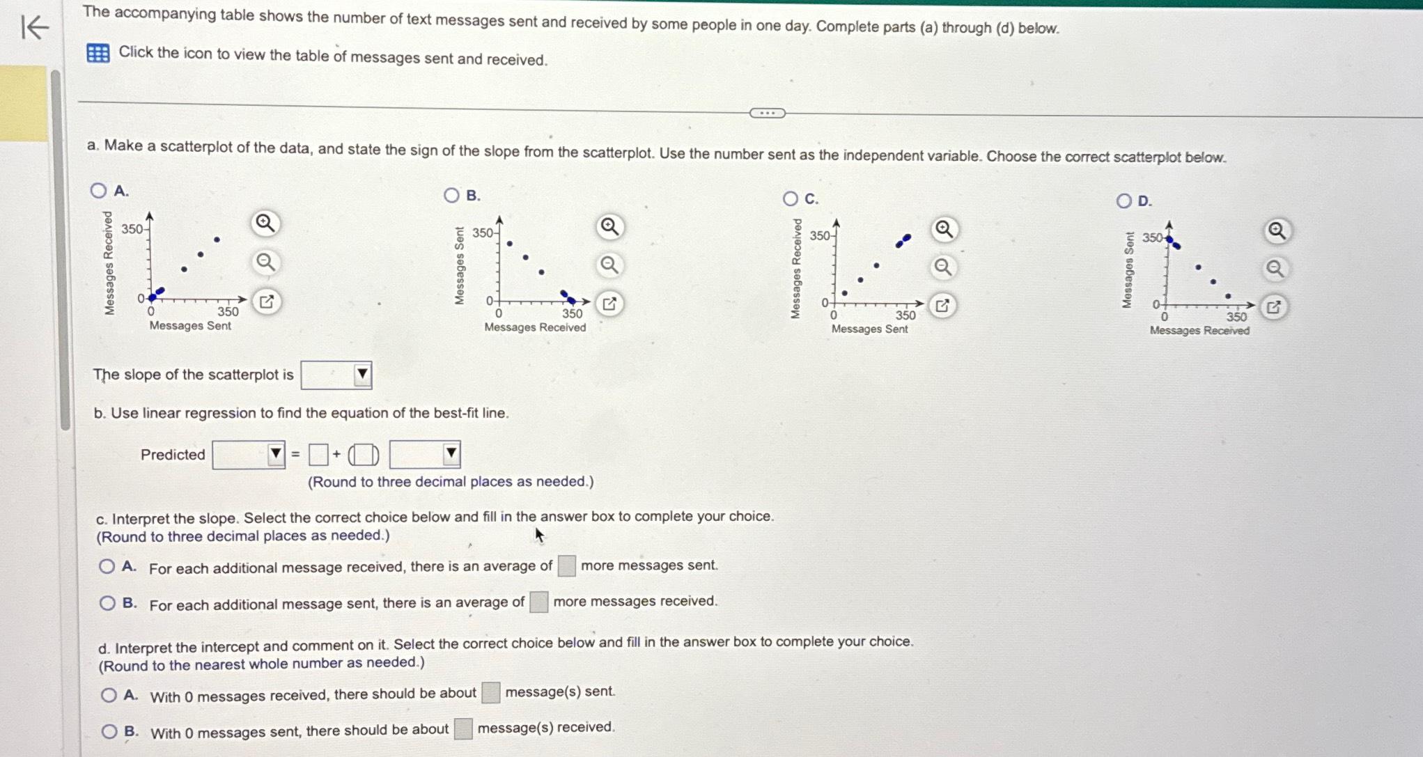 The accompanying table shows the number of text | Chegg.com