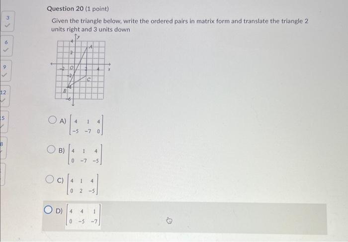 Solved Given the triangle below, write the ordered pairs in | Chegg.com