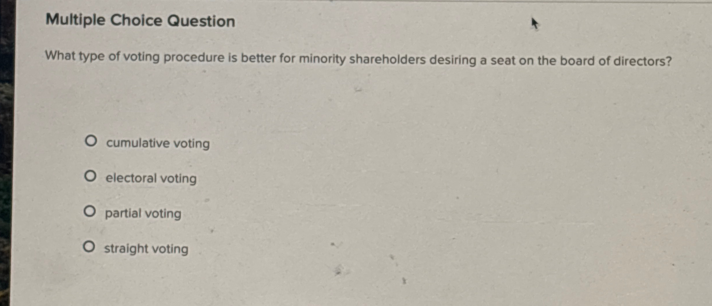 Solved Multiple Choice QuestionWhat type of voting procedure | Chegg.com