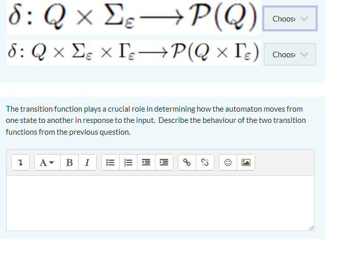 Solved The transition function plays a crucial role in | Chegg.com