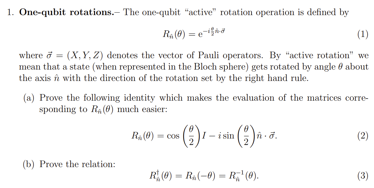 where vec(σ)=(x,Y,Z) ﻿denotes the vector of Pauli | Chegg.com