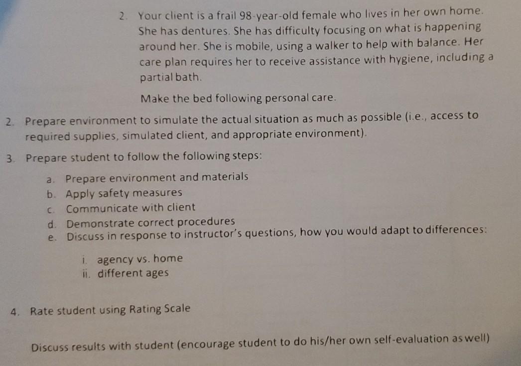 Performance Demonstration - Assisting with Personal | Chegg.com