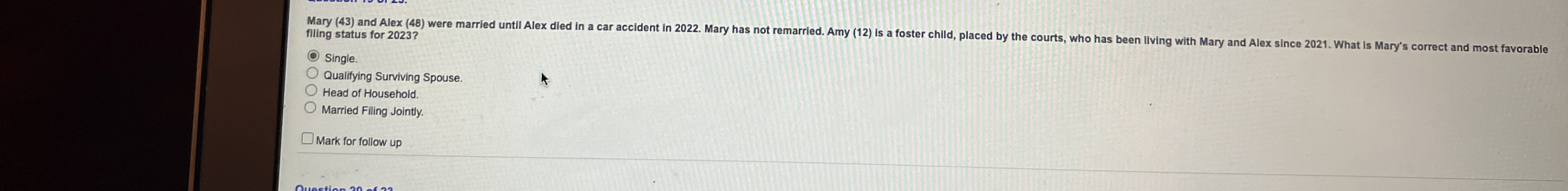 Solved filing status for 2023?Single.Qualifying Surviving | Chegg.com