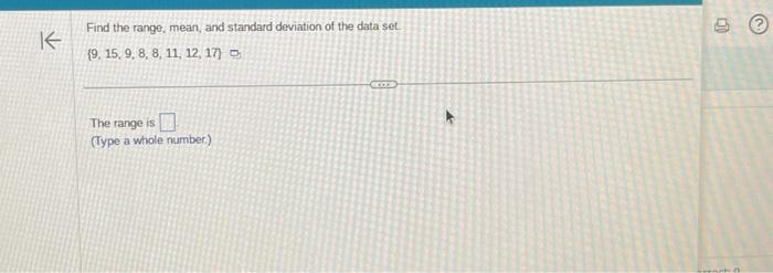 Solved Find the range, mean, and standard deviation of the | Chegg.com