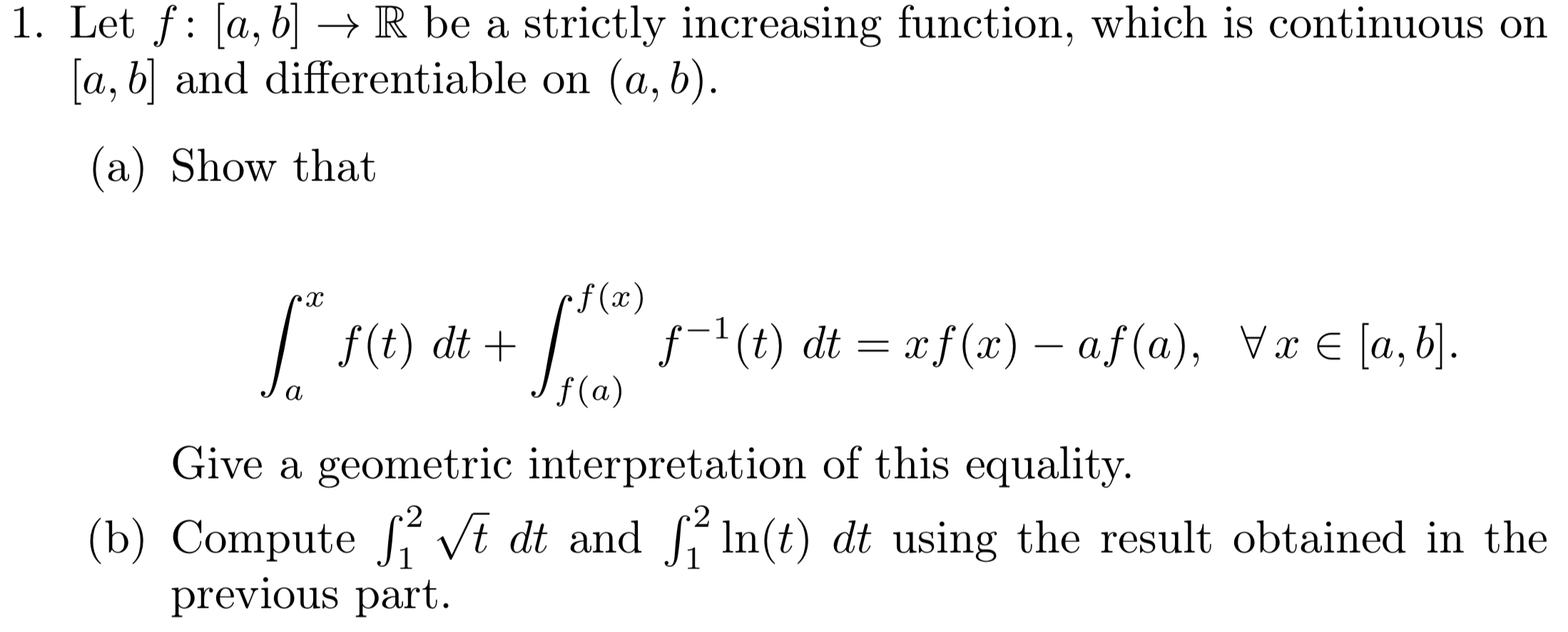 Solved Let F [a B]→r ﻿be A Strictly Increasing Function