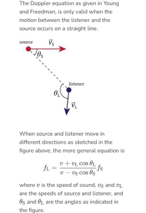 Solved The Doppler equation as given in Young and Freedman, | Chegg.com
