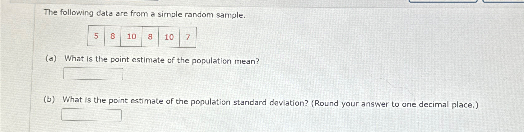 Solved The following data are from a simple random | Chegg.com