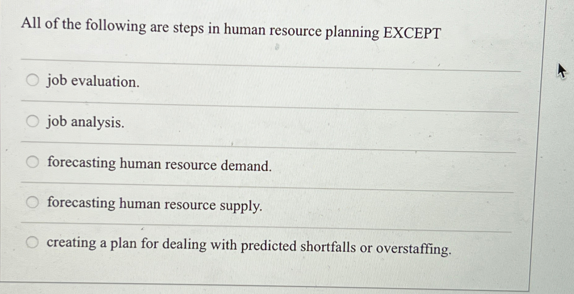 Solved All of the following are steps in human resource | Chegg.com