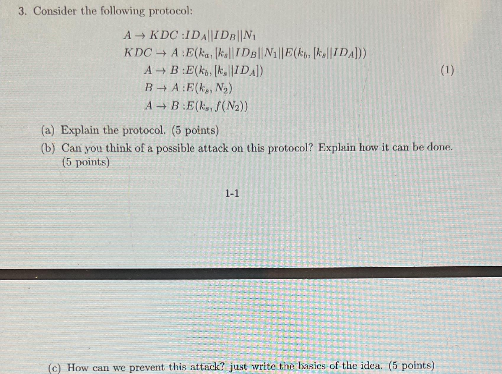 Solved Consider the following protocol:(a) ﻿Explain the | Chegg.com
