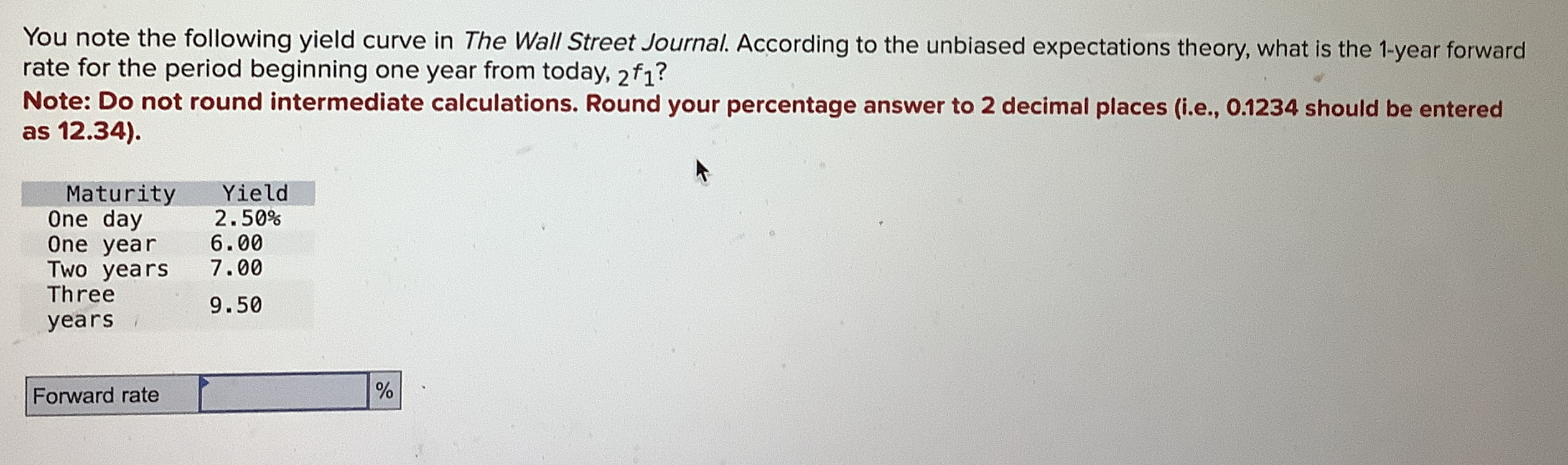 You note the following yield curve in The Wall Street | Chegg.com