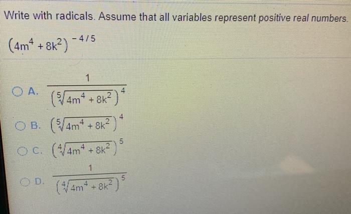 Solved Write with radicals. Assume that all variables | Chegg.com
