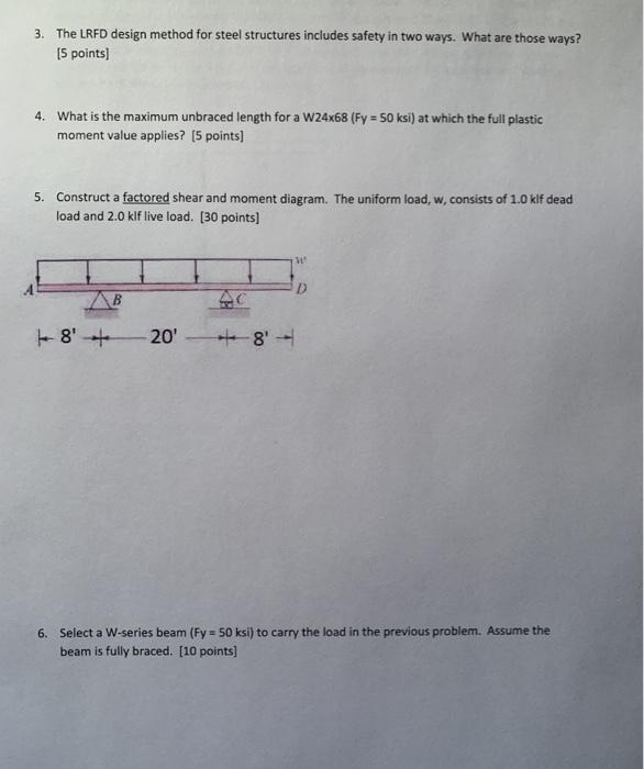 Solved 3. The LRFD design method for steel structures | Chegg.com