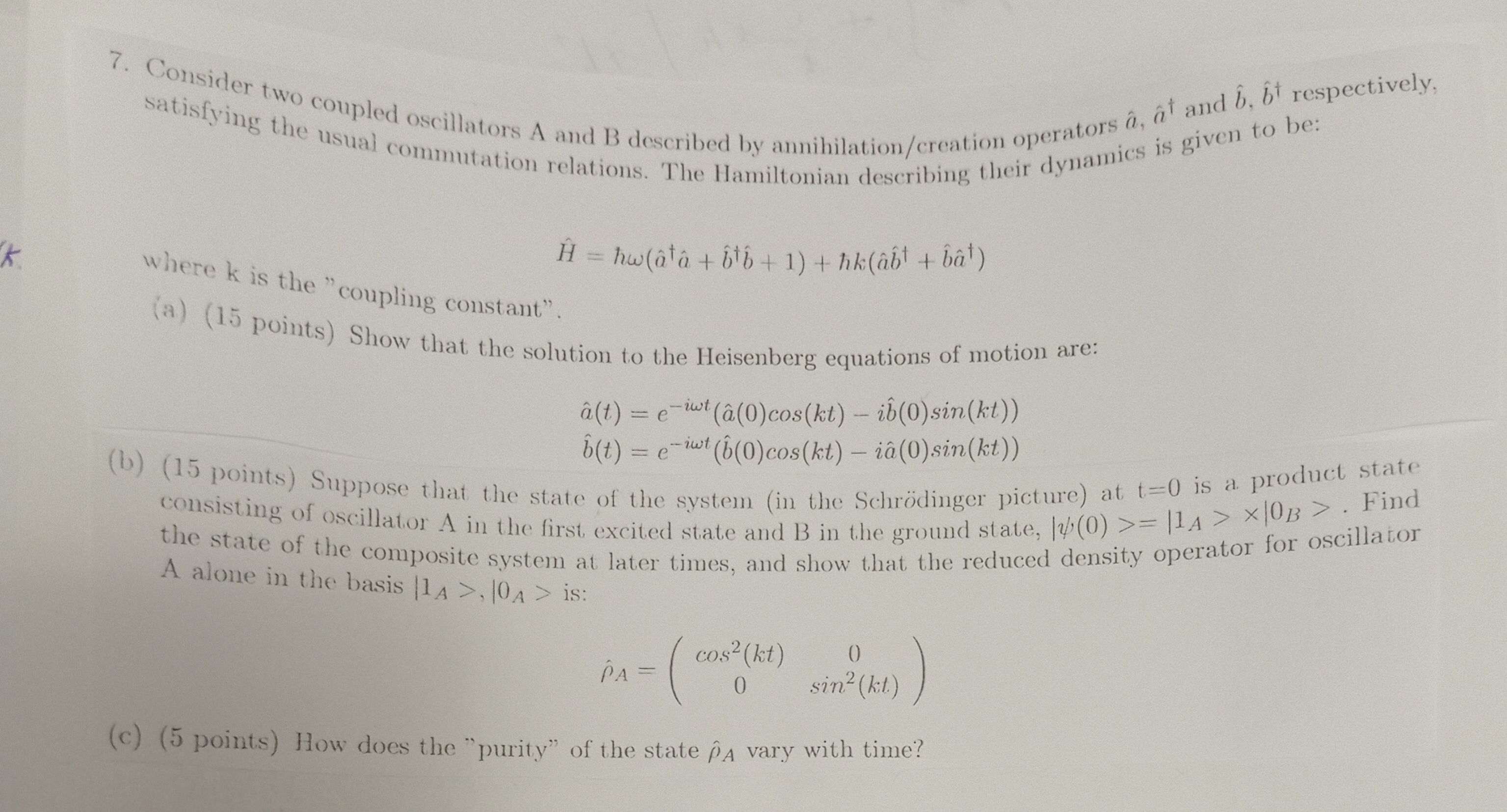 Solved Consider two coupled oscillators A and B ﻿described | Chegg.com